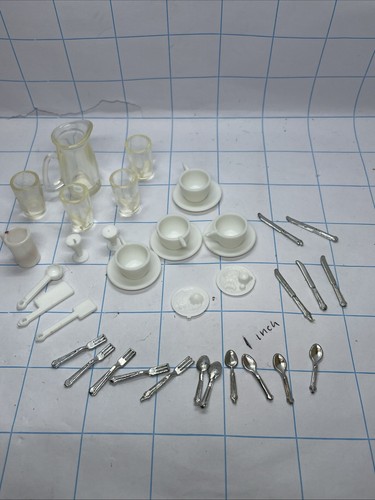 Vintage miniature dishes glasses flatware Barbie size | eBay