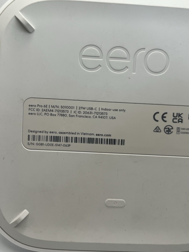 eero Pro 6 Tri-Band Mesh Wi-Fi Router White S010001 | eBay