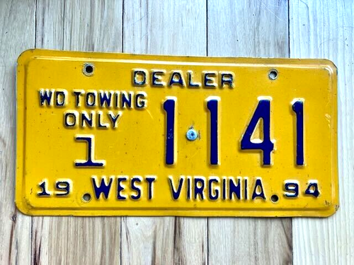1994 West Virginia WD Towing Dealer License Plate | eBay