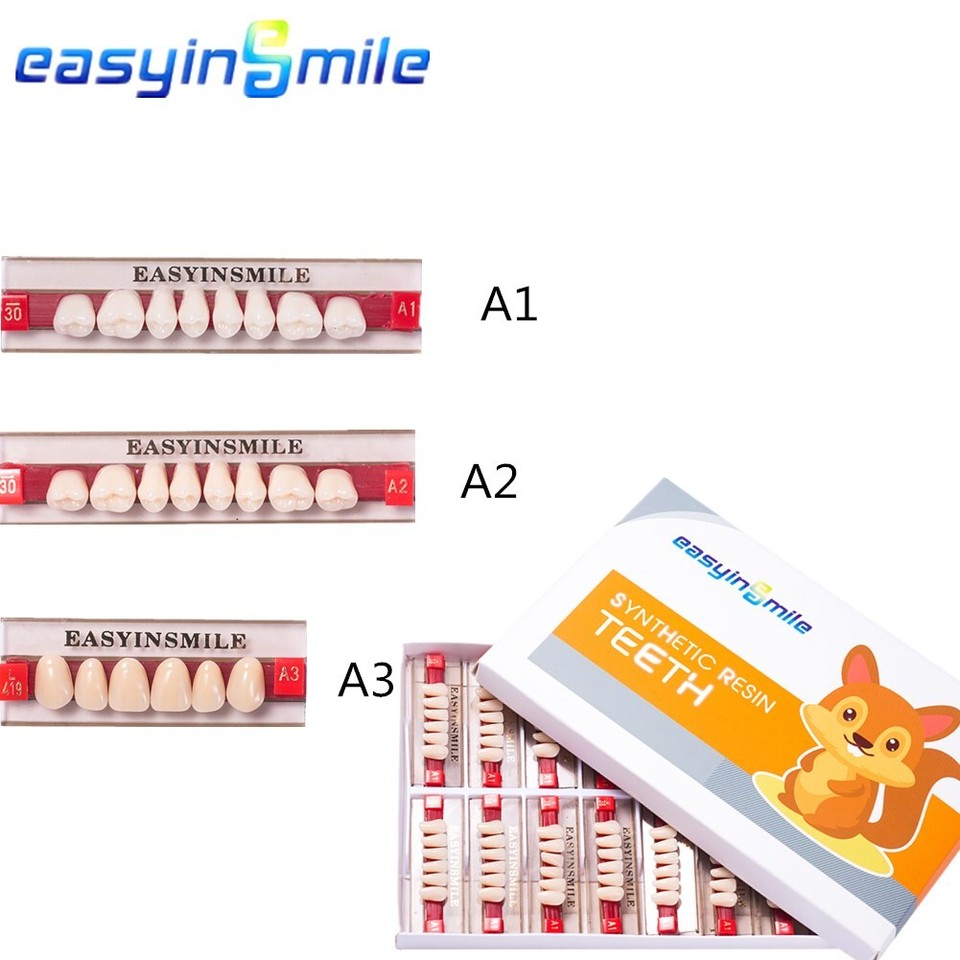 A1/A2/A3 Dental Acrylic Resin DIY Denture False Teeth Upper Lower Full ...
