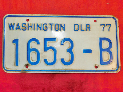 Vintage 1977 State of WASHINGTON DEALER LICENSE PLATE Collector ...