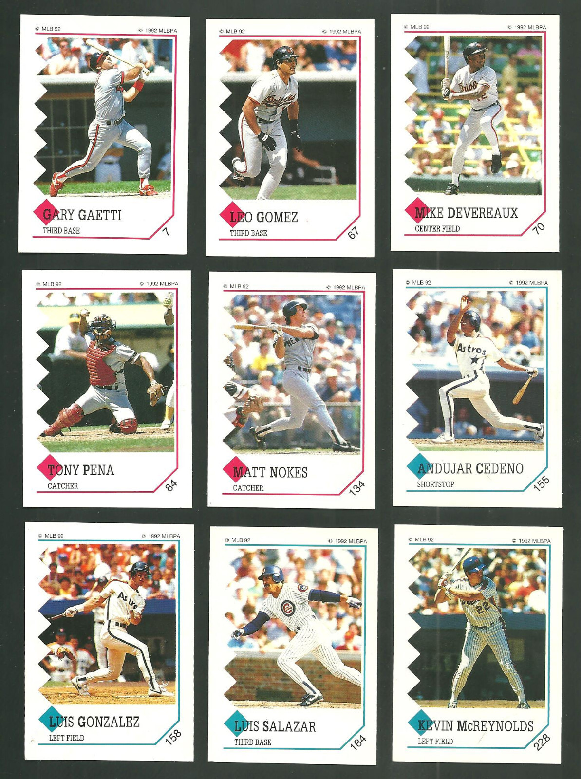 Lot of 14 Different 1992 Panini MLB Baseball Stickers Larkin McReynolds ...