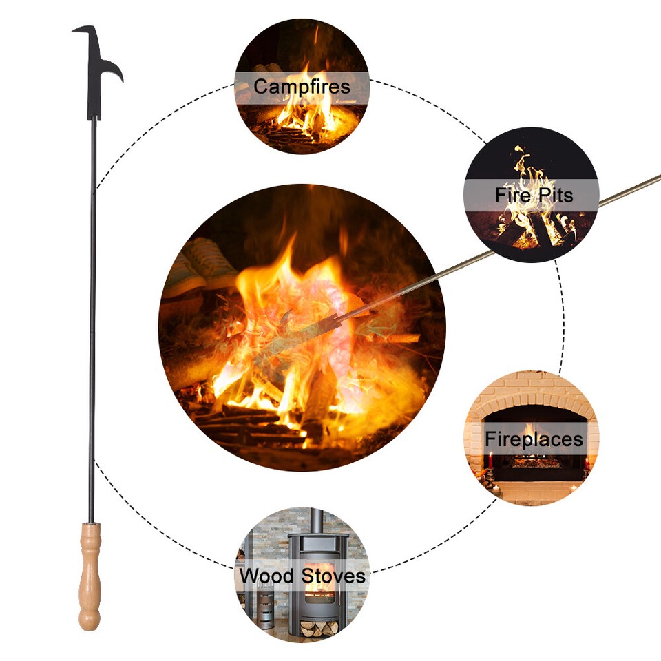 Heavy Duty Steel Long Fire Pit Poker Stick Fireplace Wood Stove ...
