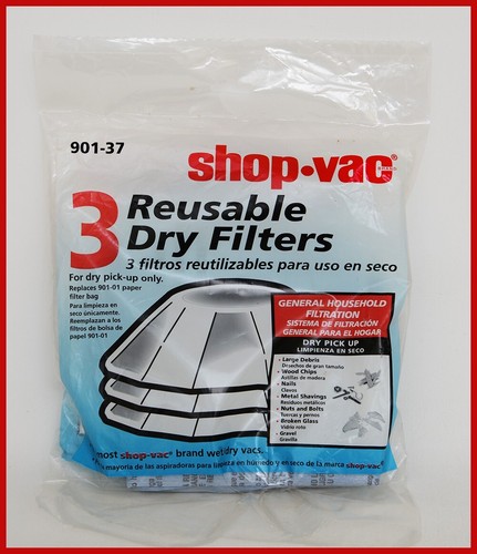 Shop Vac 3 Reusable Dry Filters 90137 NEW FREE SHIPPING | eBay