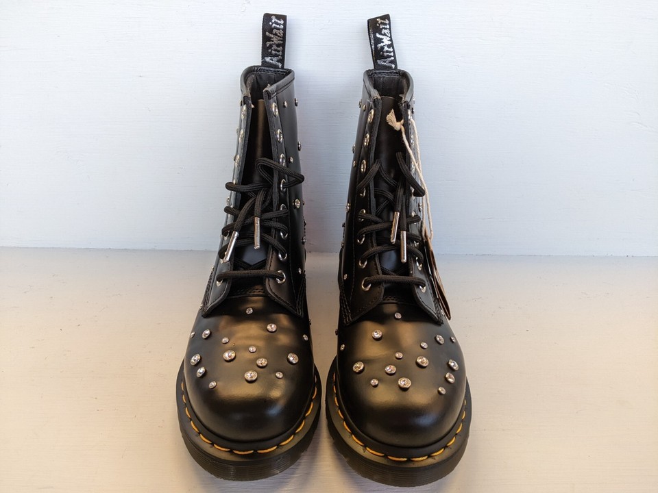 #1 DOC DR MARTENS 1460 SWAROVSKI CRYSTALS BLACK LEATHER BOOTS BRAND NEW ...