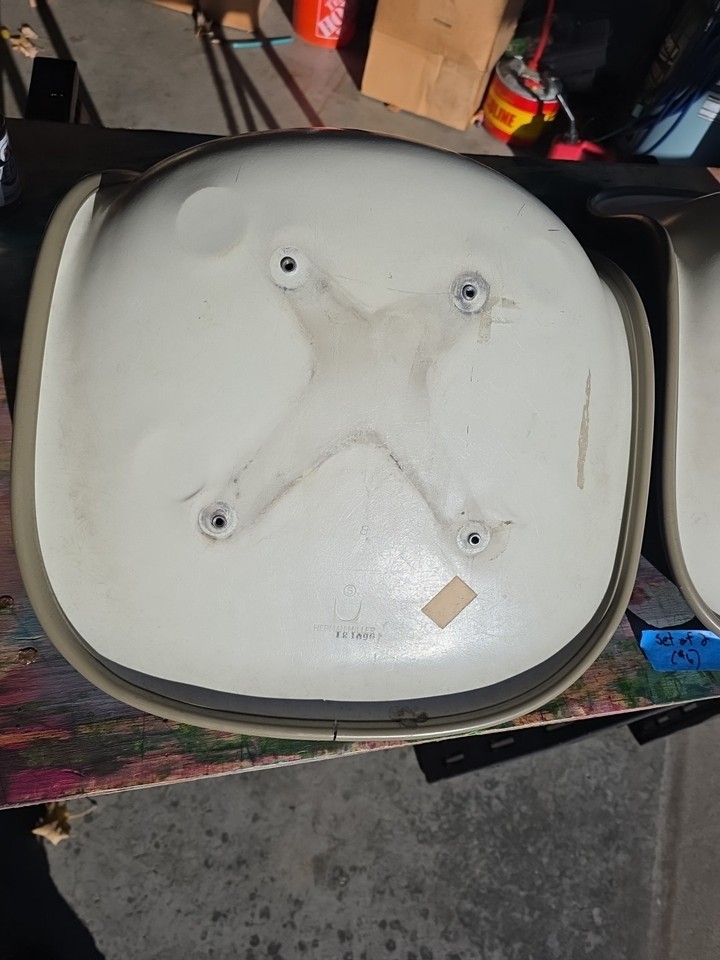 Eames Herman Miller SET OF 2 Side Shell Fiberglass Naugahyde Black 1974 ...