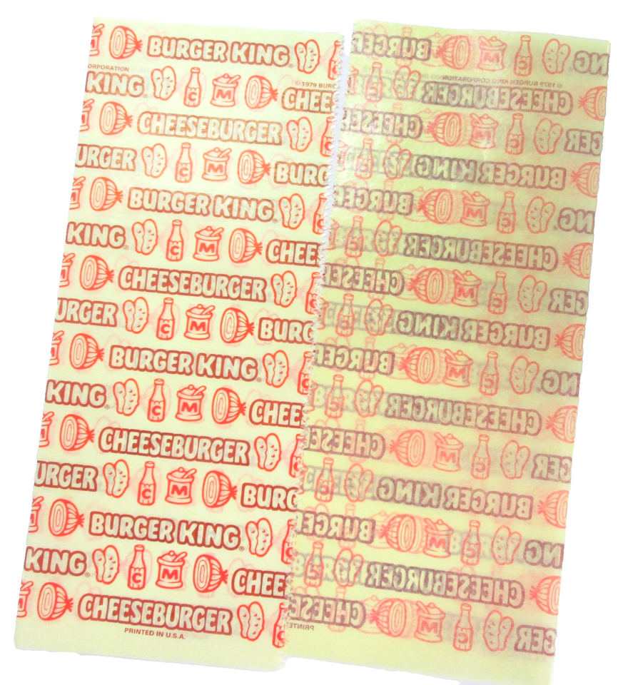 Burger King Sandwich Wrapper Cheeseburger Lot of 2 Vtg 70s Food ...
