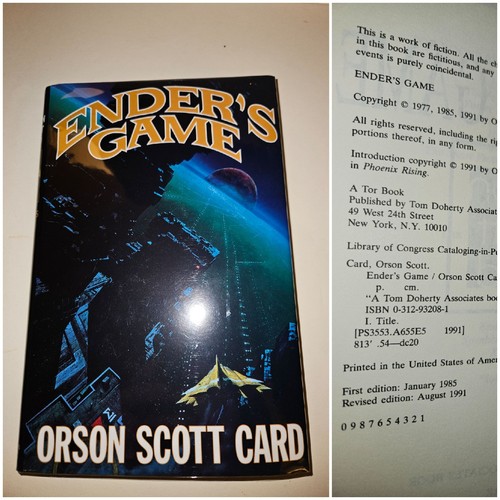 ENDERS GAME 1st revised hardcover printing 1991 Orson Card Scott HUGO ...
