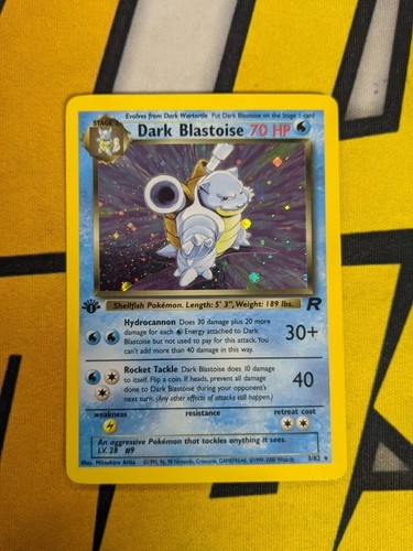 Dark Blastoise 1st Edition Holo Team Rocket 3/82 Pokemon Card Vintage ...