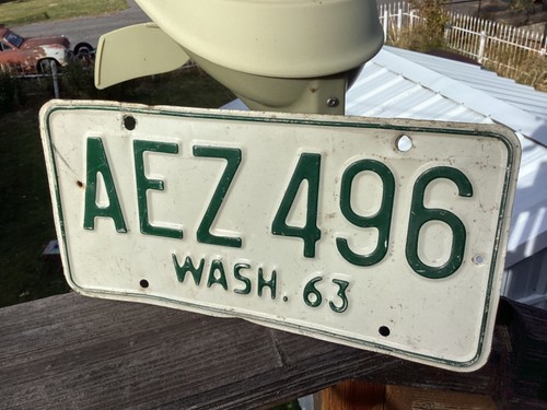 1963 Washington License Plate Pair DMV clear YOM *AEZ 496* | eBay