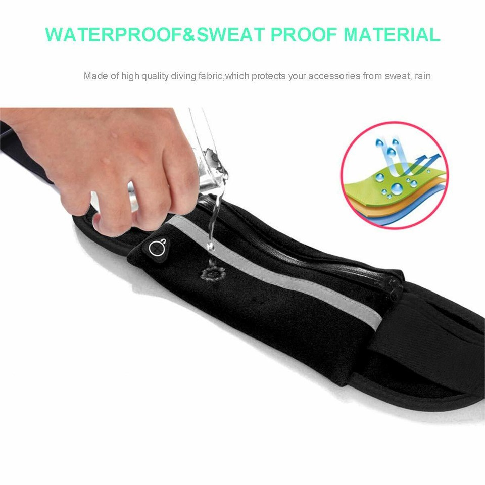 Waterproof Sport Runner Waist Bum Bag Running Jogging Belt Pouch Zip ...