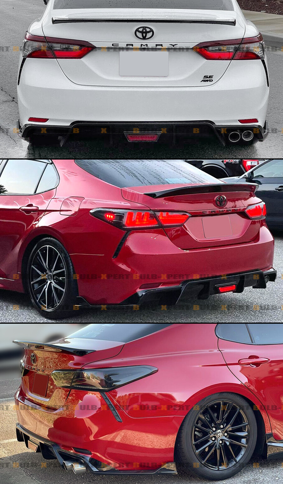 FOR 2018-24 TOYOTA CAMRY SE XSE REAR BUMPER DIFFUSER W/ LED LIGHT ...