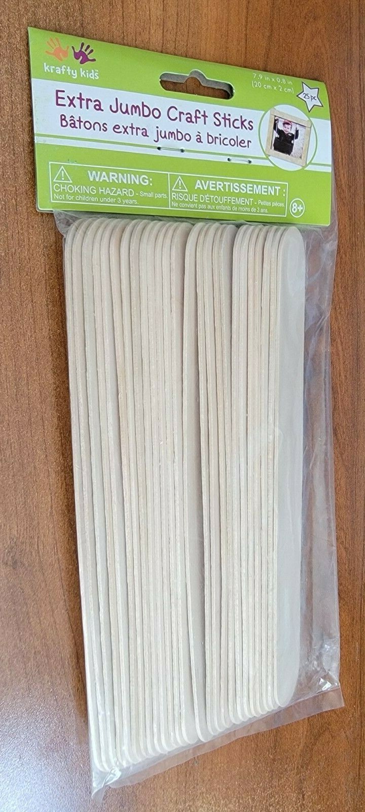 24 Extra Jumbo Craft Sticks ~ Natural ~ 7.9" x .8" ~ Extra Large Craft ...