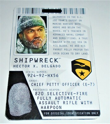 G I JOE File I.D. Card Filecard 2010 Shipwreck V15 | eBay