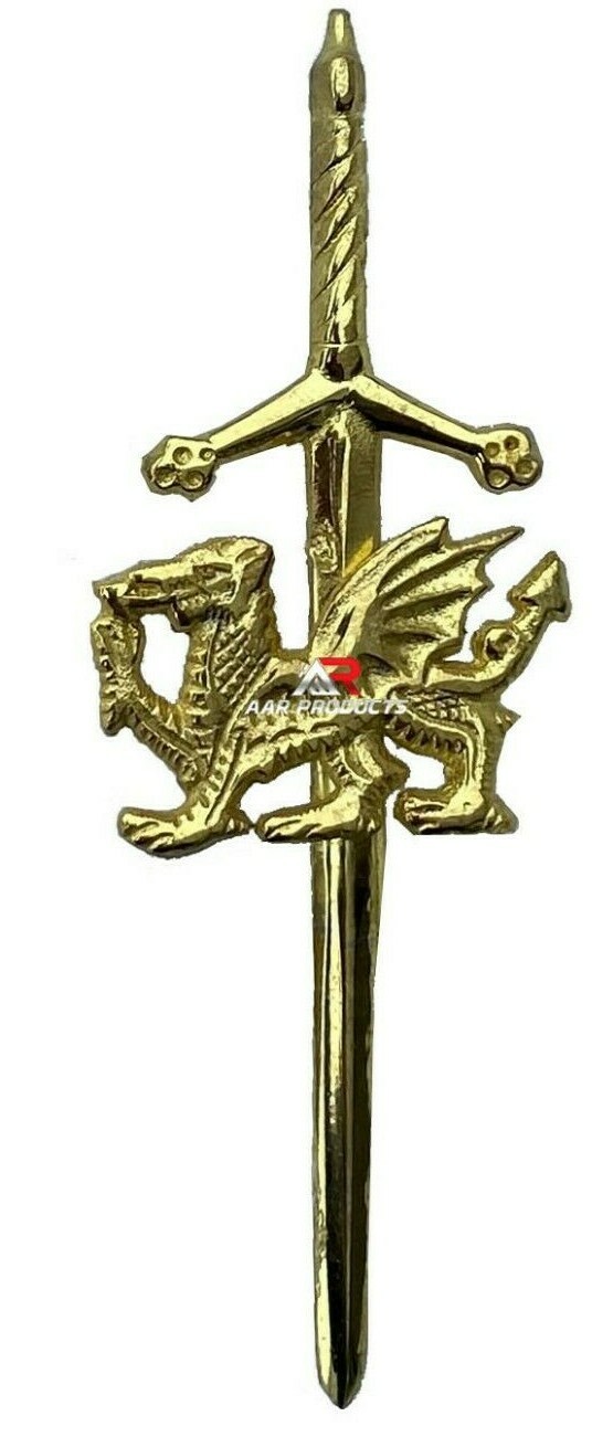 kilt Pin Welsh Dragon Scottish Highland Kilts Sporran Gold Chrome ...