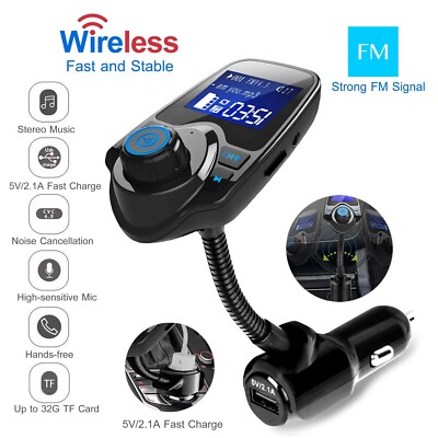 Wireless In-Car FM Transmitter MP3 Radio Adapter Car Fast USB Charger ...