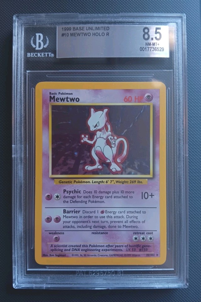 Pokémon 1999 Base Unlimited #10 Mewtwo Holo R- BGS 8.5 NM-MT+ | eBay