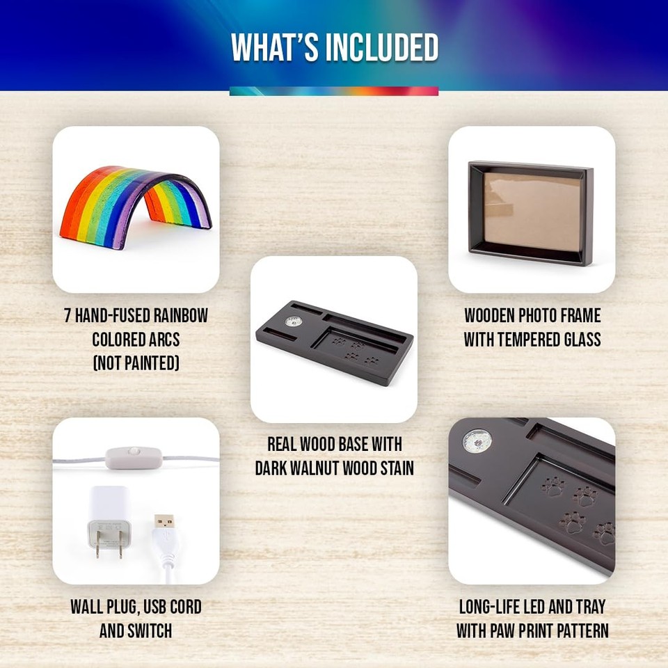 Rainbow Bridge Light and Dog Photo Frame – Radiant Dog Memorial Gifts ...