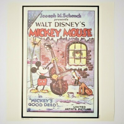 Mickey's Good Deed Movie Poster Authentic Disney Lithograph Pluto ...