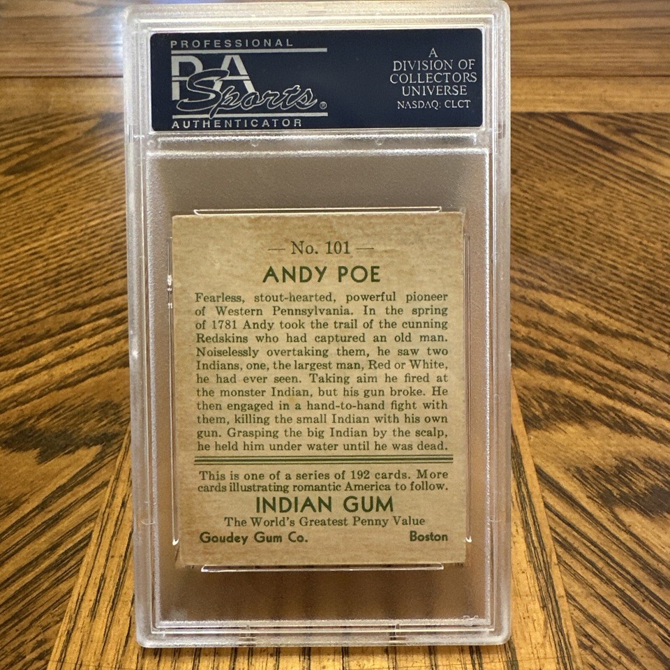 1933 Indian Gum #101 Andy Poe PSA 5 Series of 192 | eBay