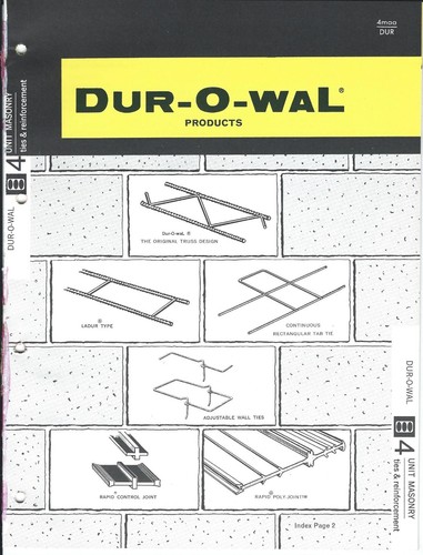 Brochure - Dur-O-waL - Masonry Wall Reinforcing With Truss Design c1977 ...