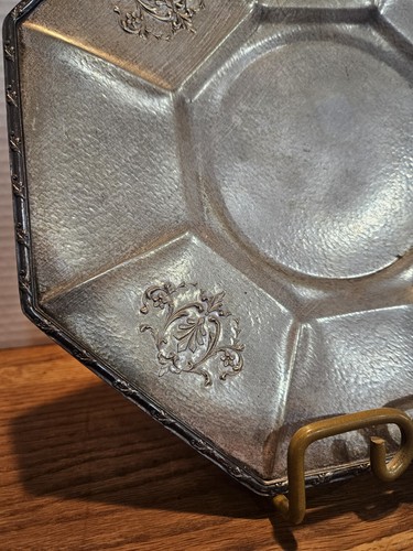 Silver plate electroplate vintage Art Deco antique octagon serving dish ...