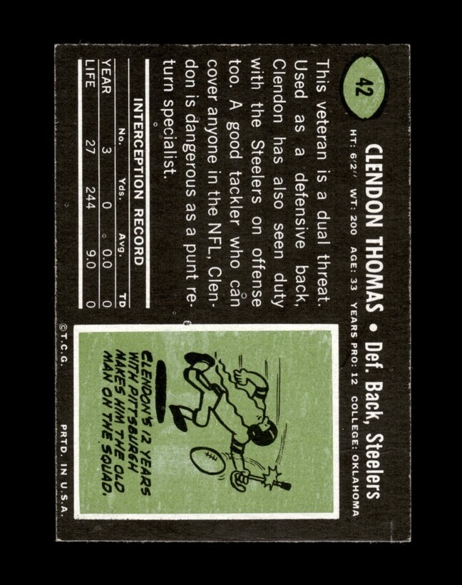 1969 Topps Set-Break # 42 Clendon Thomas EX-EXMINT *GMCARDS* | eBay