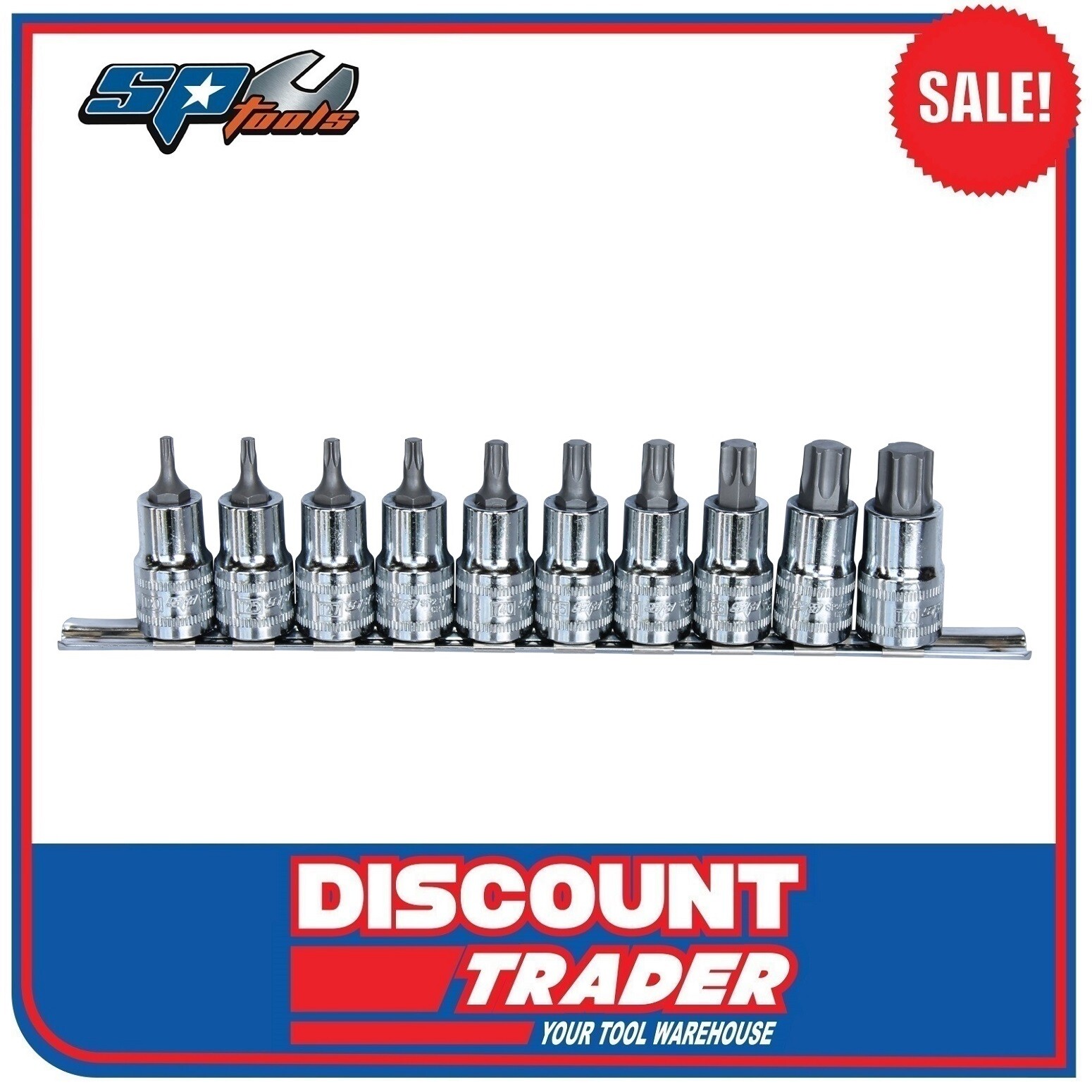 SP Tools 1/2" Square Drive TORX Socket Rail Set 10 Piece - SP20568 ...