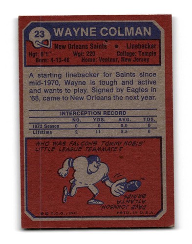 1973 Topps - #23 Wayne Colman (RC) for sale online | eBay
