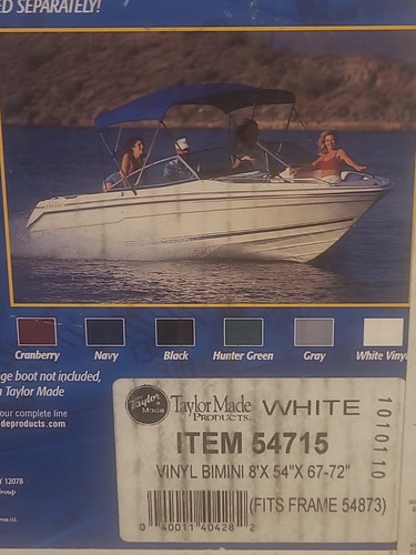 TAYLOR MADE BIMINI BOAT TOP FABRIC WHITE #54715 SIZE 8'X54"X67-72" | eBay
