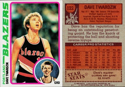 1978-79 Topps Basketball Card #122 Dave Twardzik Portland Trail Blazers ...