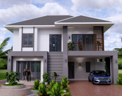 36x23 Feet House Design Plan 11x7 Meter 3 Bed 3 Baths Hip Roof PDF (A4 ...