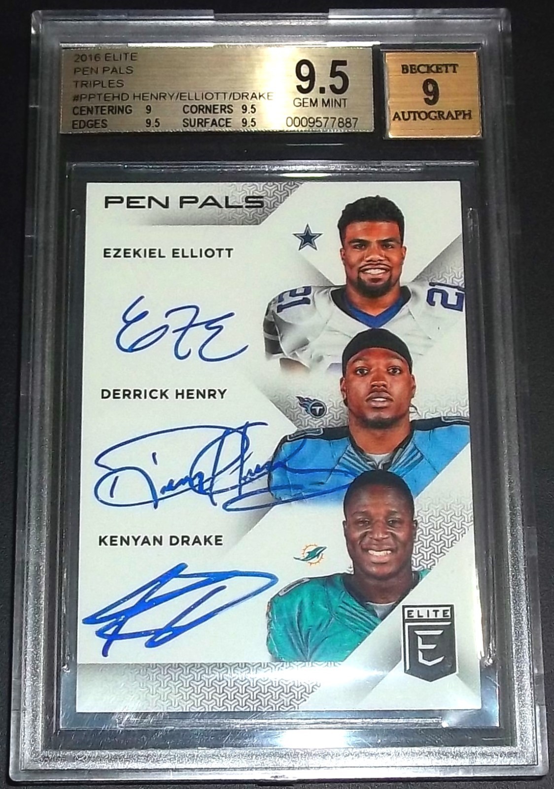 BGS 9.5 9 Derrick Henry Auto 2016 Triple Ezekiel Elliott Rc Drake ...