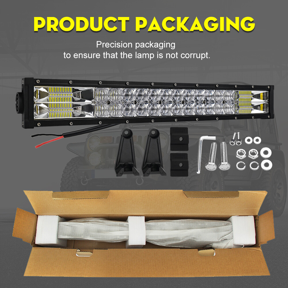 22 32 42 52'' Curved LED Work Light Bar Spot Flood Roof Driving Lamp ...