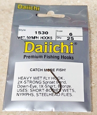 Daiichi 1530 Heavy Nymph Hooks - Quantity 25 - Size 6 - Free Shipping ...