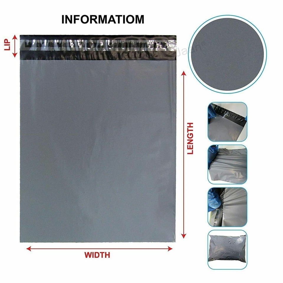 Strong Grey Plastic Mailing Bags Poly Postage Post Postal Self Seal ...