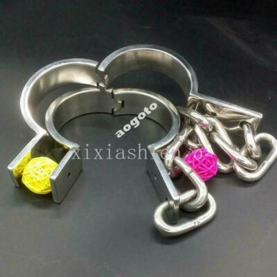 Heavy Stainless Steel Ankle Cuffs Shackle Torture Tools Rack Handcuffs ...