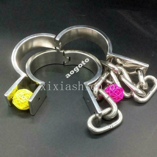 Heavy Stainless Steel Ankle Cuffs Shackle Torture Tools Rack Handcuffs ...