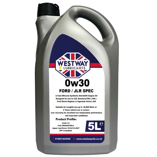 0W30 C2 Ford JLR 5 Litres Synthetic Engine Oil WSS-M2C950-A STJLR.03. ...