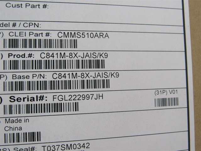 C841M-8X-JAIS/K9 Cisco 800M Series Integrated Services Router for sale ...