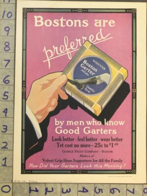 1926 BOSTON GARTER HOSIERY MEN FASHION SOCK GEORGE FROST GRIP HOSE AD ...