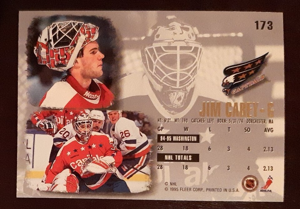 1995 - 1996 Fleer Ultra Jim Carey Capitals #173 Hockey Card | eBay