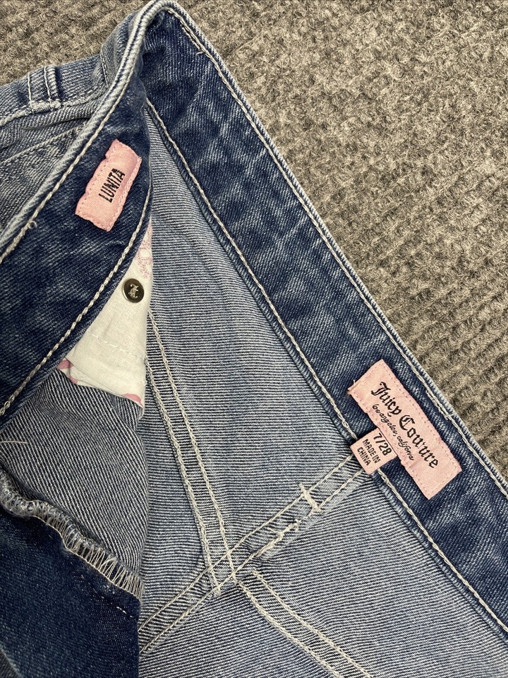 Juicy Couture Jeans 7/28 "Lunita" Y2K High Rise Wide Leg Relaxed ...