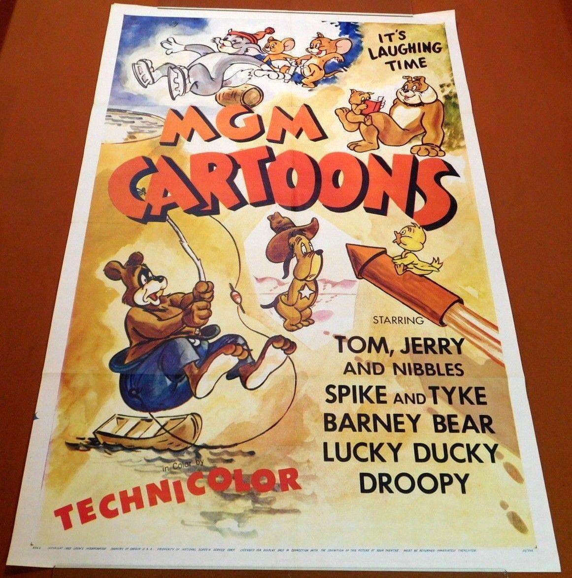 MGM CARTOONS Vintage 1955 Tom & Jerry DROOPY Barney Bear ONE SHEET ...