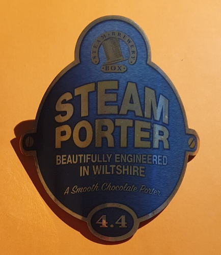 BOX STEAM brewery beer pump clip STEAM PORTER real ale badge front ...
