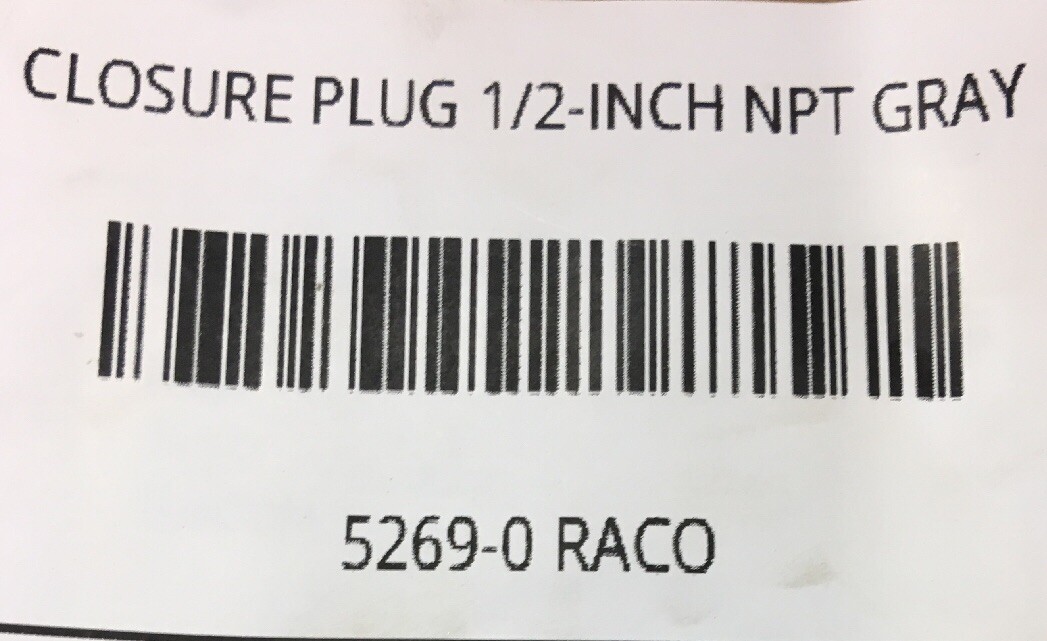 [BAG OF 4] 5269-0 RACO CLOSURE PLUG 1/2-INCH NPT GRAY POLYBAG | eBay