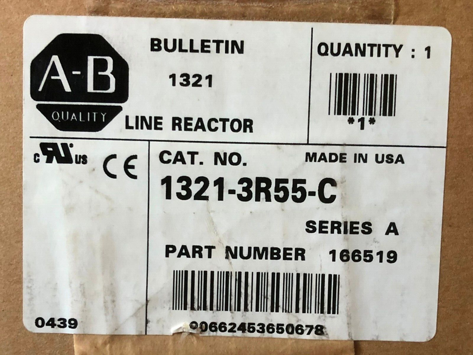 Allen Bradley 1321-3R55-C Ser. A 600VAC 3 Phase 55 Amp Line Reactor-New ...