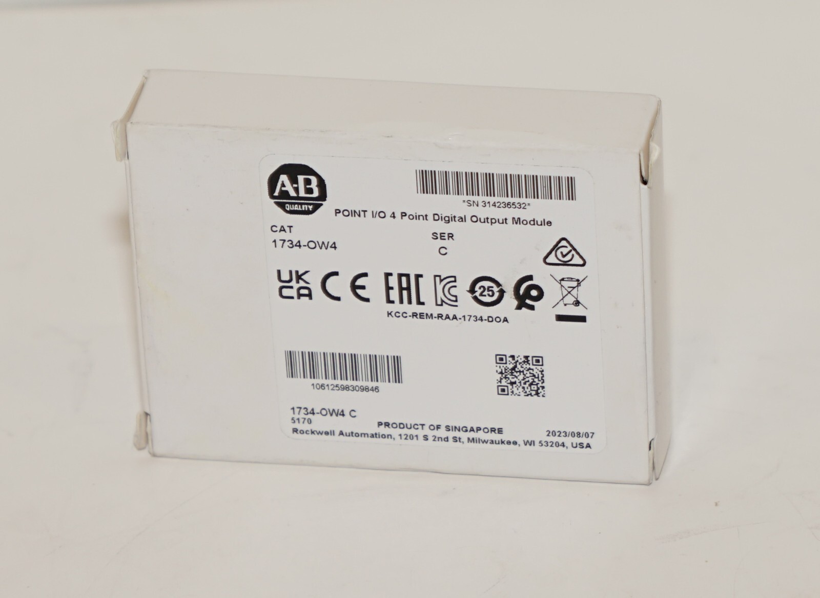 ALLEN BRADLEY 1734-OW4 SER C POINT I/O 4 POINT DIGITAL RELAY OUTPUT ...