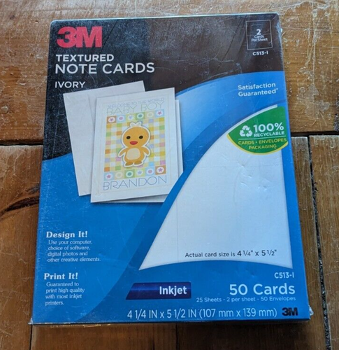 3M Textured Greeting Cards, Inkjet, 2-Sided Printing, Ivory, 50 per ...