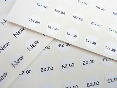 Small Circular Price, Pricing Retail Labels, Black Print onto White ...